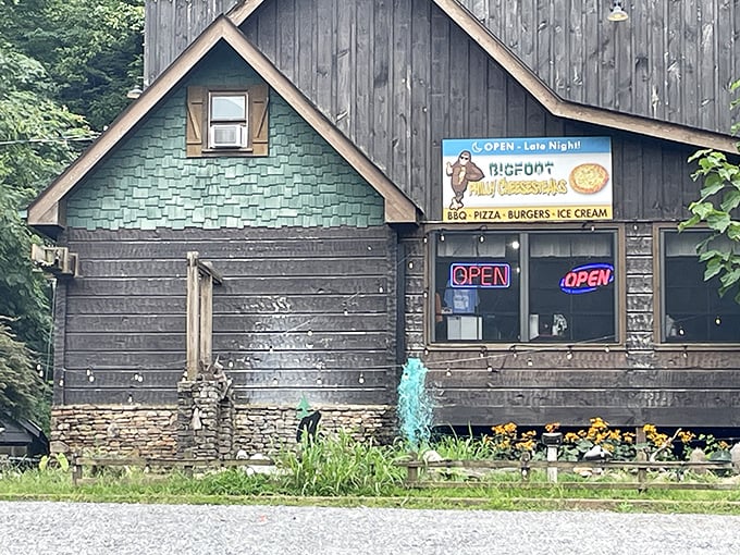 From the road, it looks like any mountain cabin&mdash;until you spot the sasquatch sign promising cheesesteaks that are definitely worth leaving the main trail to find.