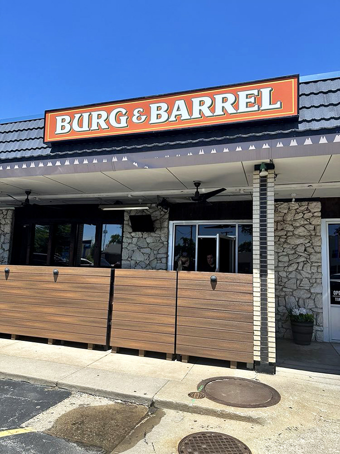 Blue skies and a welcoming facade&mdash;Burg & Barrel stands ready to rescue you from hunger with its siren call of burgers and brews.