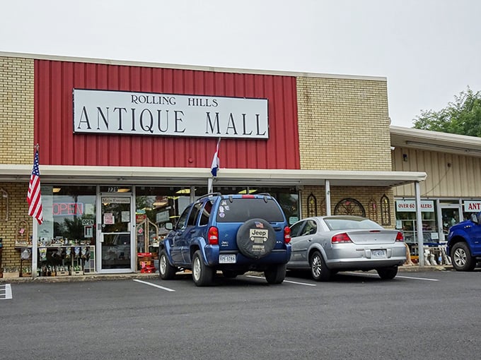 The classic signage of Rolling Hills Antique Mall promises adventure to those who understand that the best stories are often told by objects, not words.