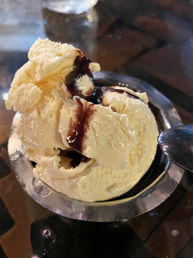 Vanilla ice cream with chocolate sauce that proves sometimes the classics are classics for a reason. Simple, perfect, and utterly satisfying.