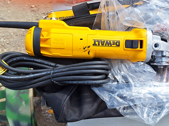Tools with stories to tell—this barely-used DeWalt angle grinder probably came from someone who overestimated their DIY ambitions, just like you did.