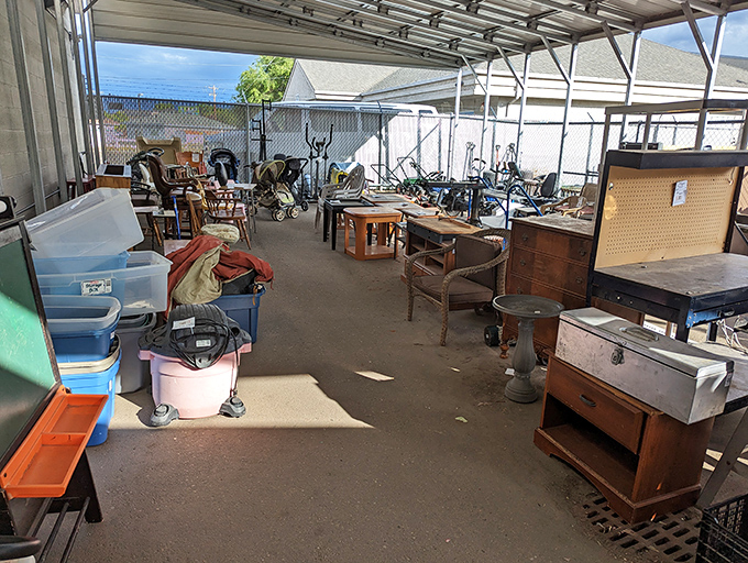 The outdoor overflow area&mdash;where larger treasures bask in the Idaho sunshine, waiting for the perfect someone to say, "That's exactly what I need!"