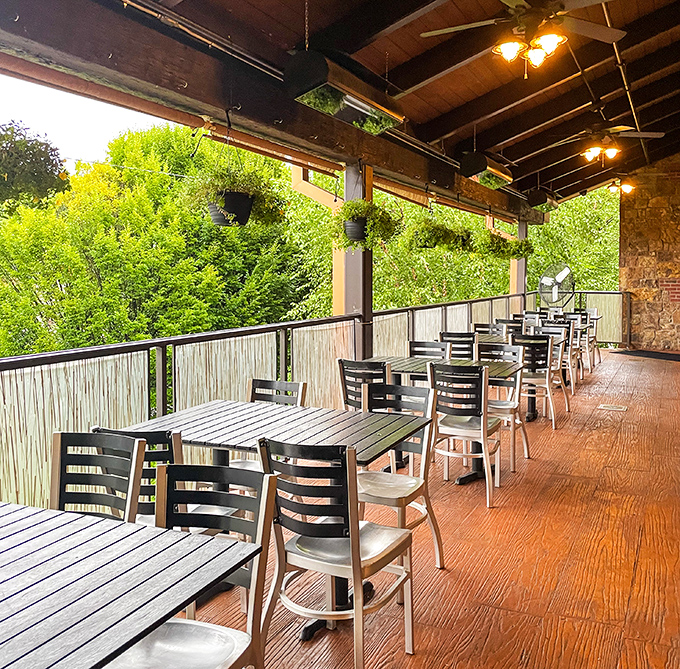 The outdoor dining area offers fresh air and greenery &ndash; nature's perfect accompaniment to a meal worth remembering.