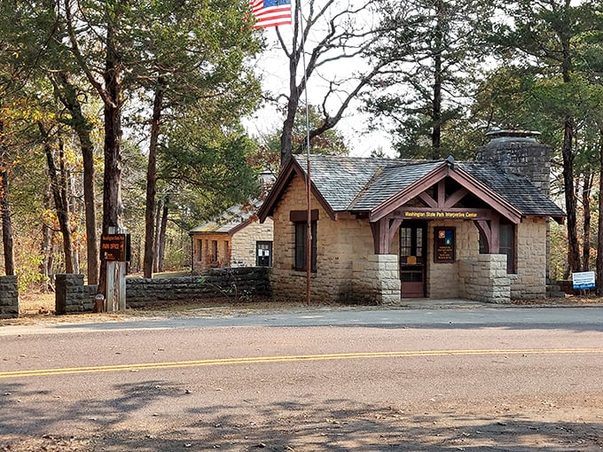 The park's visitor center, built by the CCC during the Depression, stands as a testament to craftsmanship that has welcomed generations of nature-seekers to this Missouri sanctuary.