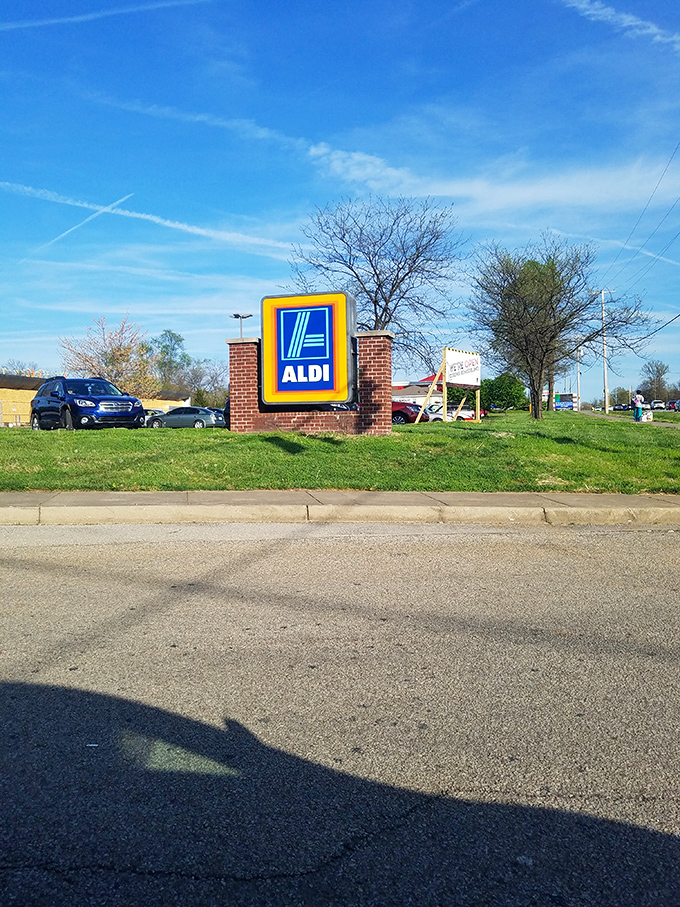 The roadside ALDI sign stands like a monument to smart shopping. For locals in the know, it's not just a logo&mdash;it's a promise of quality without the markup.