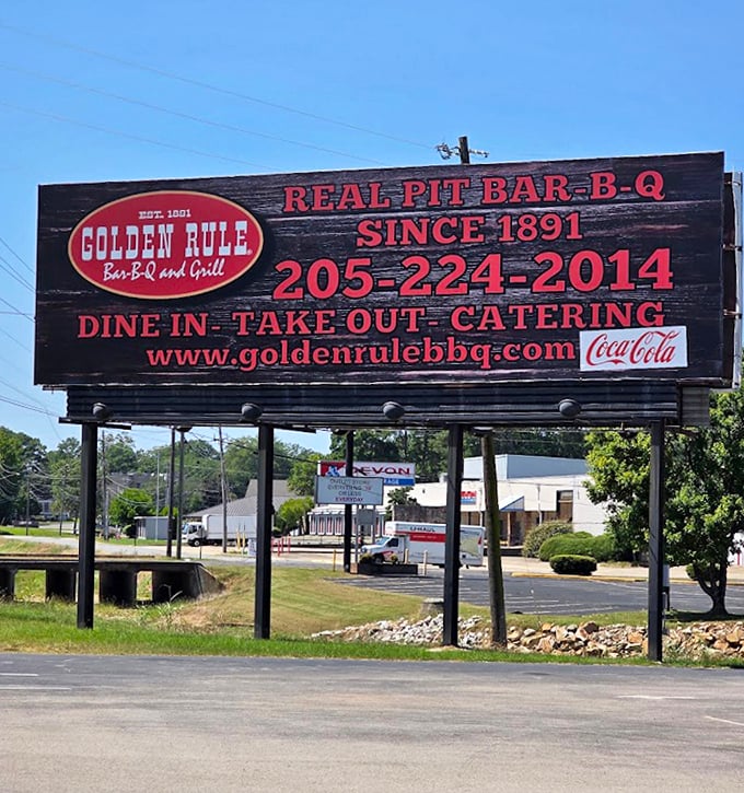 This billboard doesn't need fancy graphics&mdash;when you've been smoking meat since 1891, the reputation speaks louder than neon.