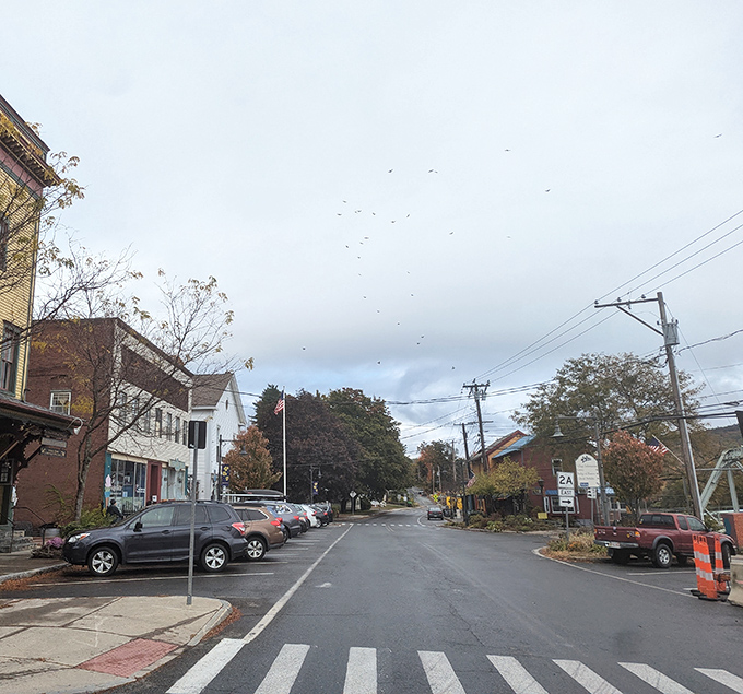 Even on overcast days, Shelburne Falls maintains its charm &ndash; a village where even the birds overhead seem to fly a little more contentedly.