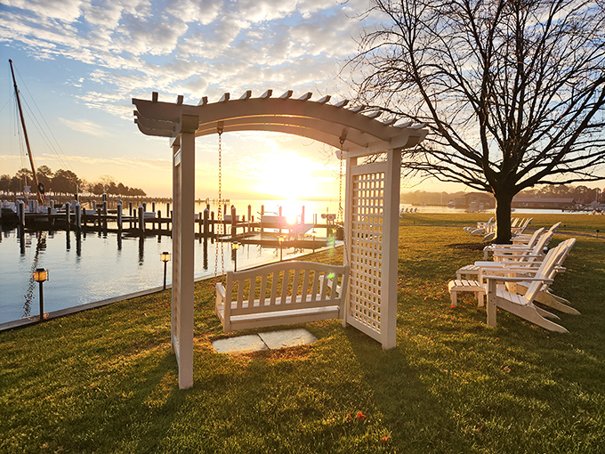 A swing with the best seat in town. This waterfront perch offers sunset views that make even the most jaded travelers pause and reach for their cameras.