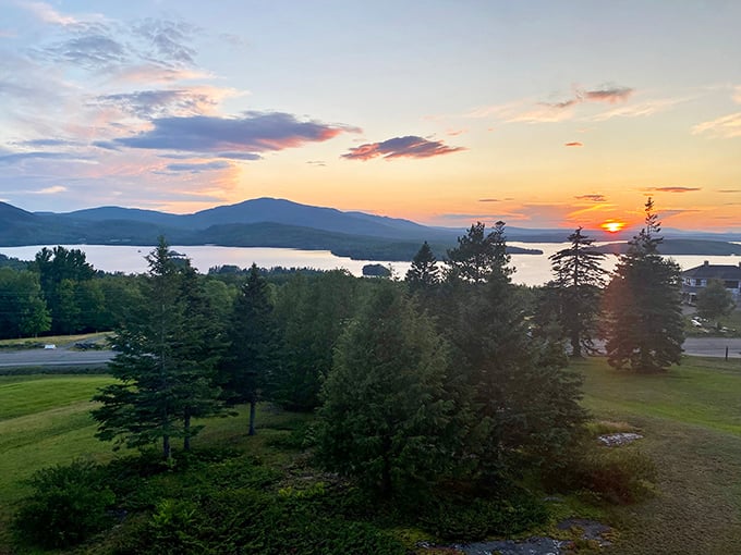 Sunsets over Moosehead Lake deliver the kind of daily finale that makes you applaud Mother Nature's showmanship.
