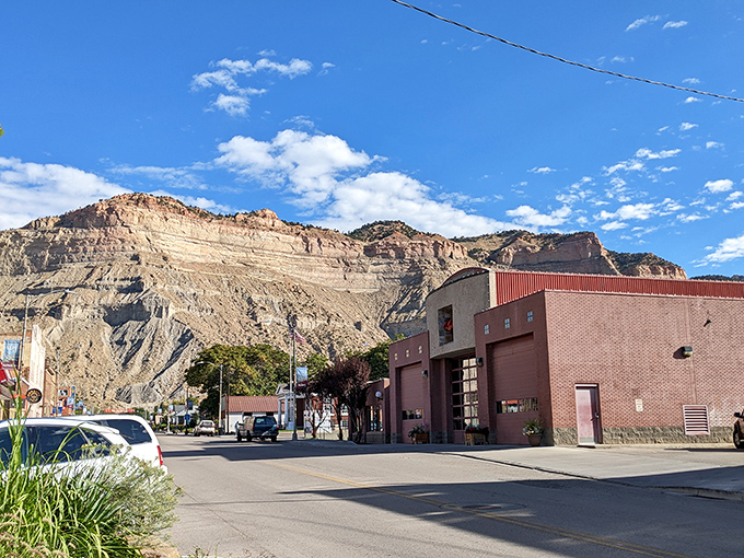 Helper's buildings nestle against imposing cliff faces, a perfect metaphor for this small town with enormous character and even bigger views.