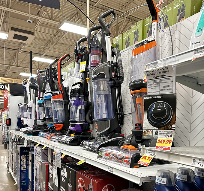 The vacuum cleaner aisle: where Alaskans contemplate which model best removes a winter's worth of tracked-in gravel and road salt.