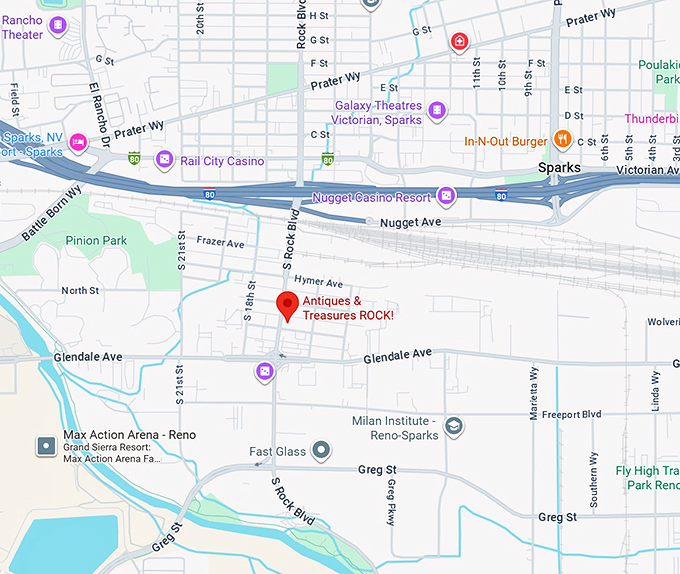 16. antiques & treasures rock! map