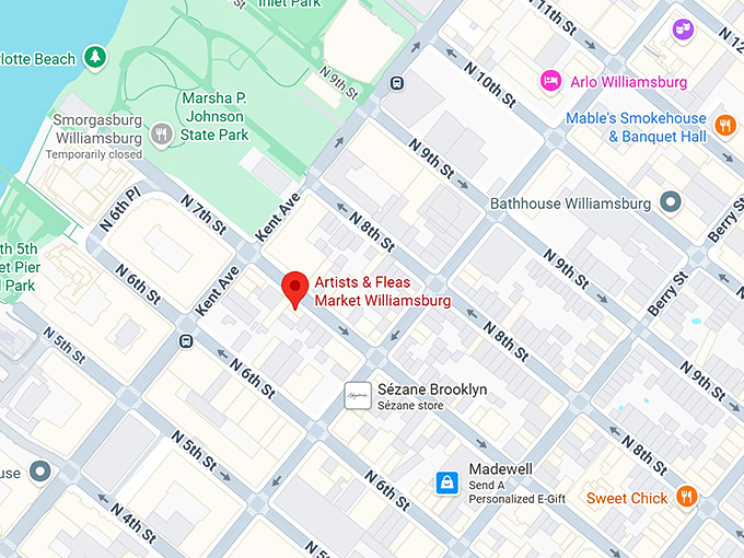 16. artists & fleas market williamsburg map