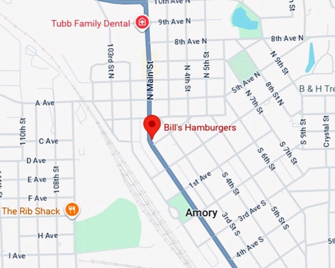 16. bill's hamburgers map