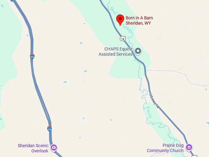 16. born in a barn sheridan, wy map