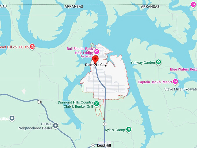 16. diamond city, ar map