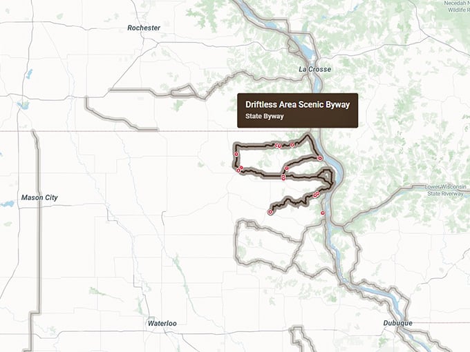16. driftless area scenic byway map