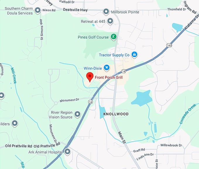 front porch grill map