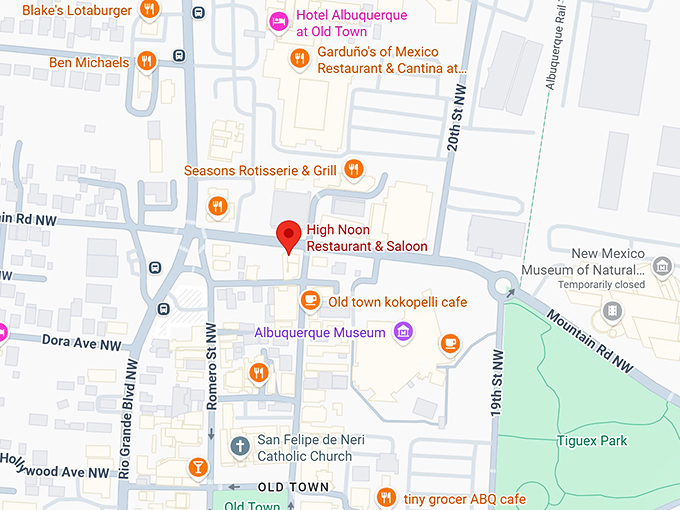 high noon restaurant & saloon map