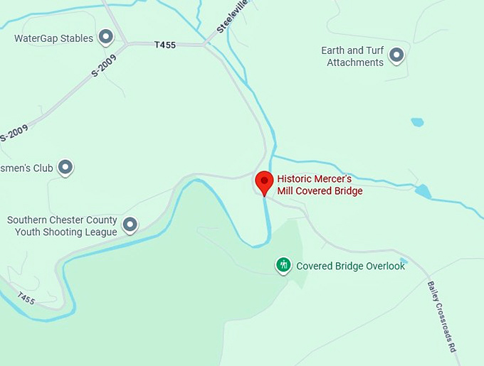 16. historic mercer's mill covered bridge map
