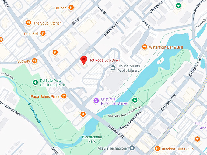 16. hot rods 50's diner map