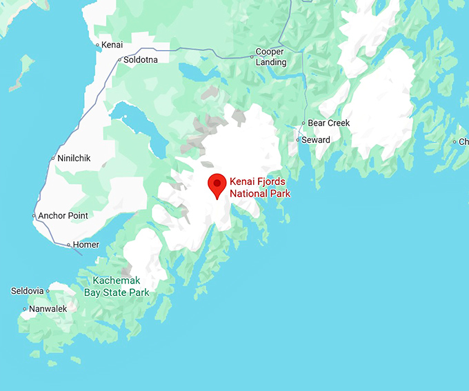 16. kenai fjords national park map