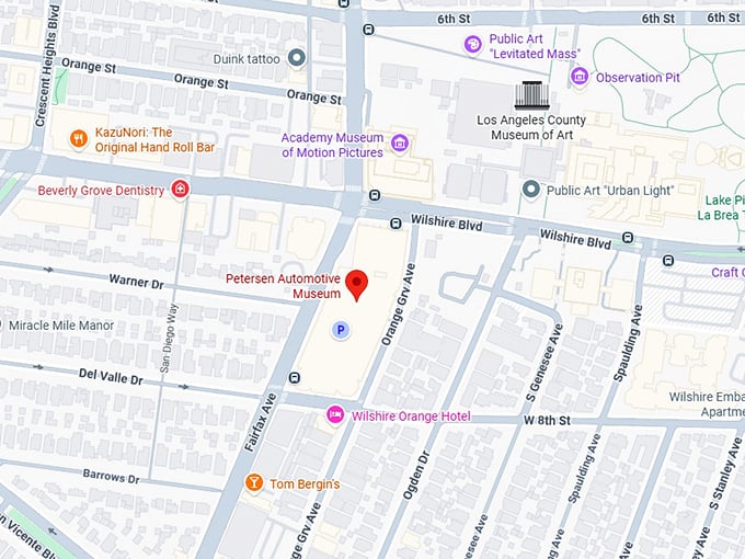 16. petersen automotive museum map