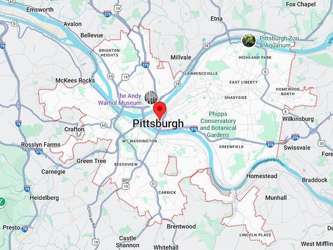 16. pittsburgh, pa map