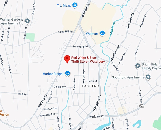 16. red white & blue thrift store waterbury map