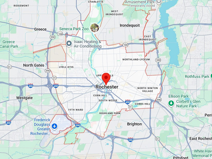 16. rochester, ny map