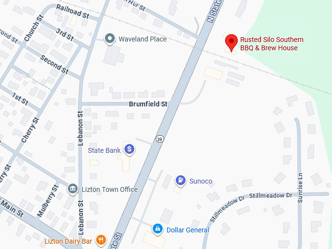 16. rusted silo southern bbq & brew house map