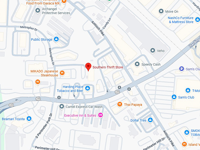 16. southern thrift store (412 metroplex dr) map