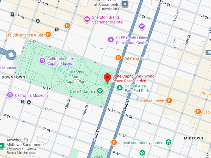 state capitol park world peace rose garden map
