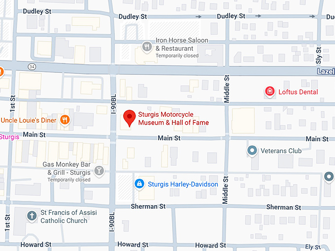 16. sturgis motorcycle museum & hall of fame map