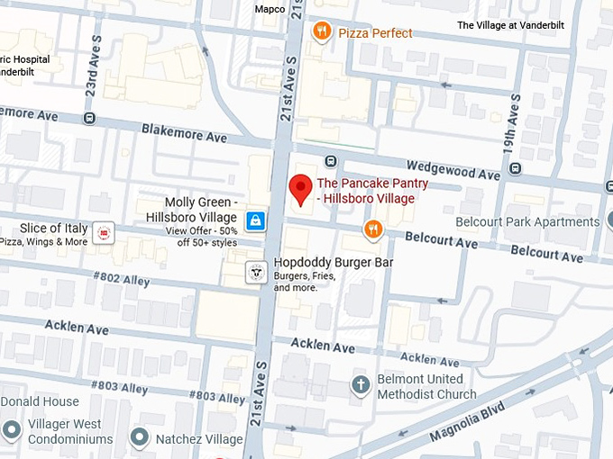 16. the pancake pantry hillsboro village map