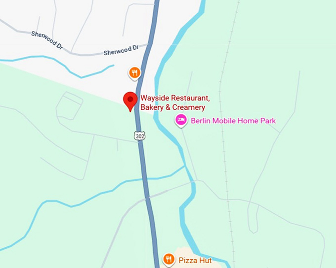 16. wayside restaurant, bakery & creamery map