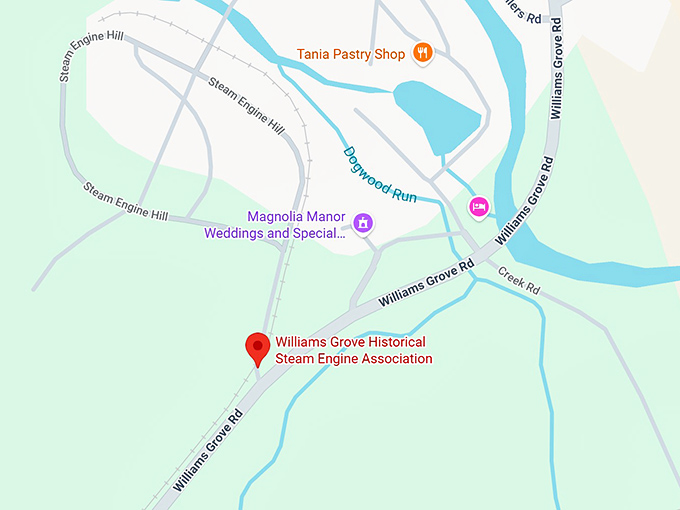 williams grove historical steam engine association map