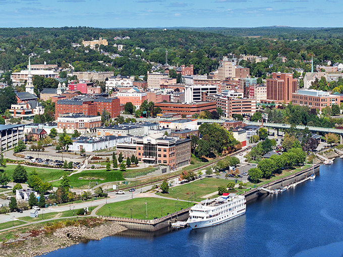 Bangor's riverside charm unfolds like a storybook, with historic buildings nestled against the Penobscot River. Retirement with a view!