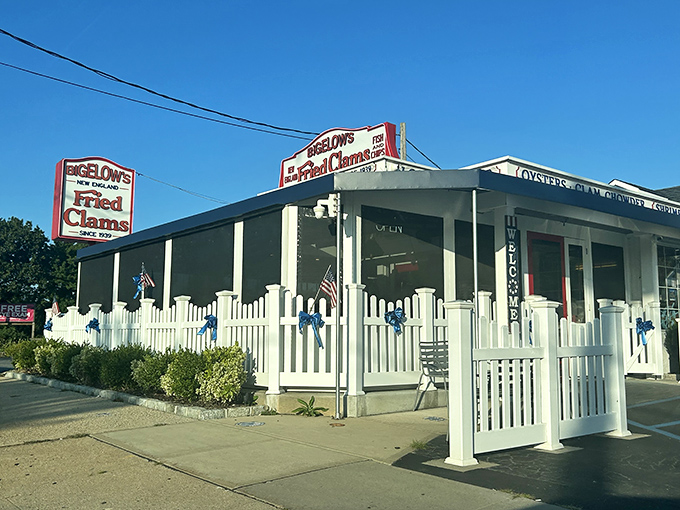 That white picket fence isn't just for show &ndash; it's guarding some seriously legendary fried clams inside.