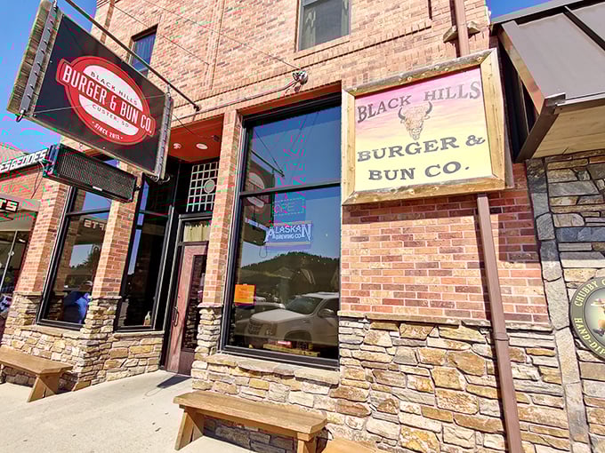 The brick-and-stone facade of Black Hills Burger & Bun Co. promises burger paradise hiding in plain sight on Custer's main drag.