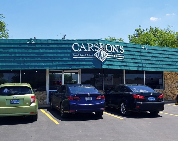 Carshon's blue-green exterior might not scream "food destination," but locals know this Fort Worth institution hides sandwich treasures inside.