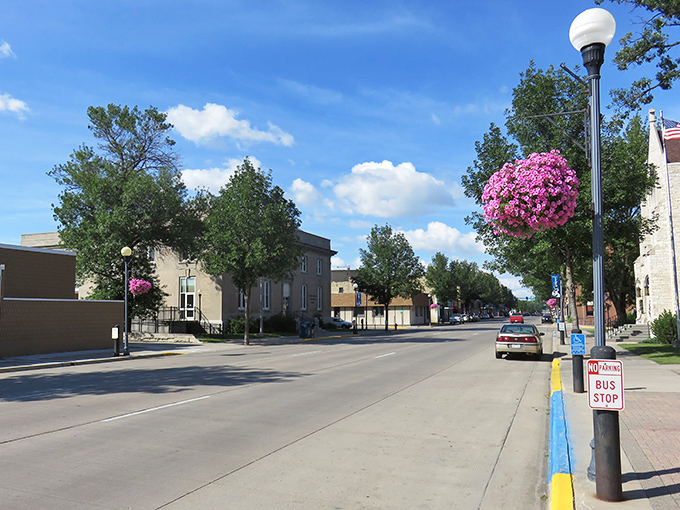 Crookston's Main Street blooms with charm and hanging flower baskets. Small-town Minnesota at its picture-perfect best!