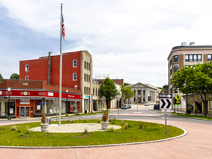 Norwich's town center welcomes you with classic New England charm and a proud American flag standing sentinel over brick buildings that whisper stories of yesteryear.