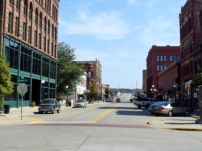 Historic downtown Sioux City showcases beautiful brick buildings and wide streets - a Midwest architectural treasure hiding in plain sight.