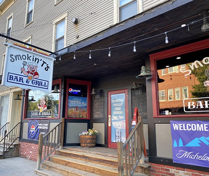 Smokin T's welcomes you with classic BBQ joint charm. Those string lights promise good times and even better smoked meats ahead.