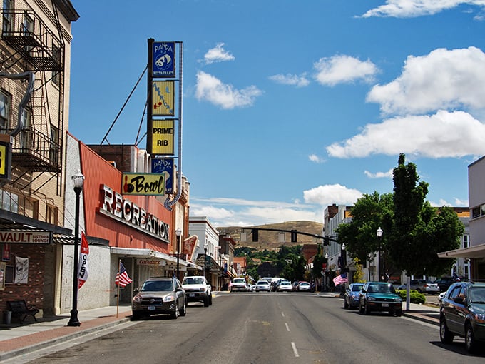Downtown The Dalles &ndash; where historic brick buildings and blue skies create the perfect backdrop for your slow-paced retirement adventures.