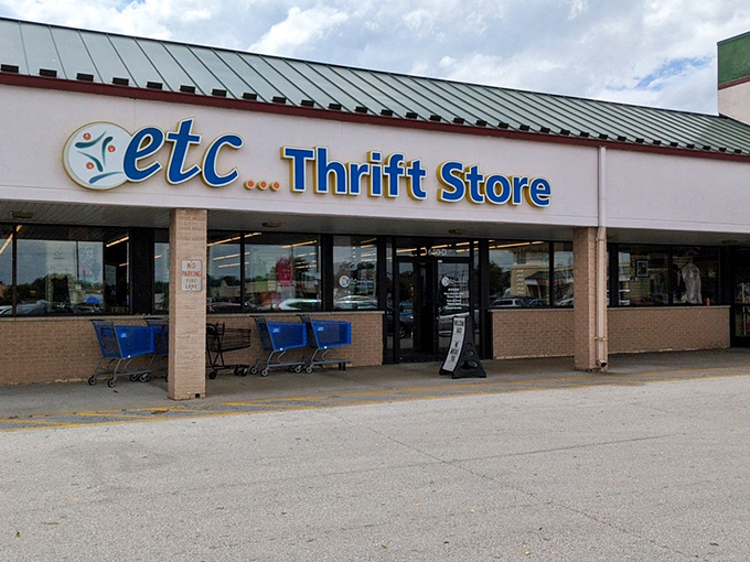 The blue sign of etc...Thrift Store beckons like a lighthouse for bargain hunters seeking treasure in Schererville.
