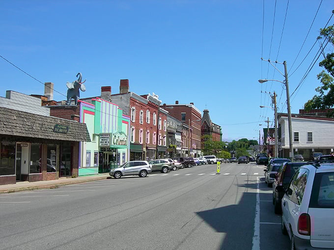Main Street magic! Belfast's colorful storefronts and historic architecture offer small-town charm with all the essentials nearby.
