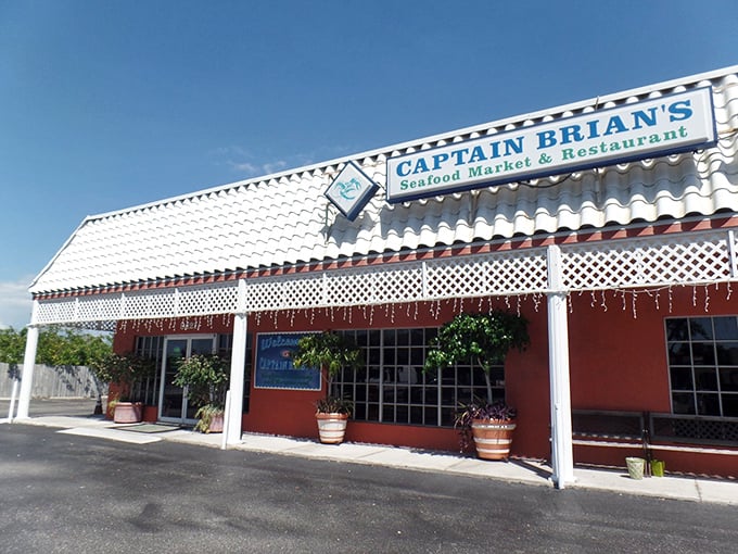 No fancy frills needed! Captain Brian's simple storefront promises what matters most: seafood market freshness meets restaurant convenience.