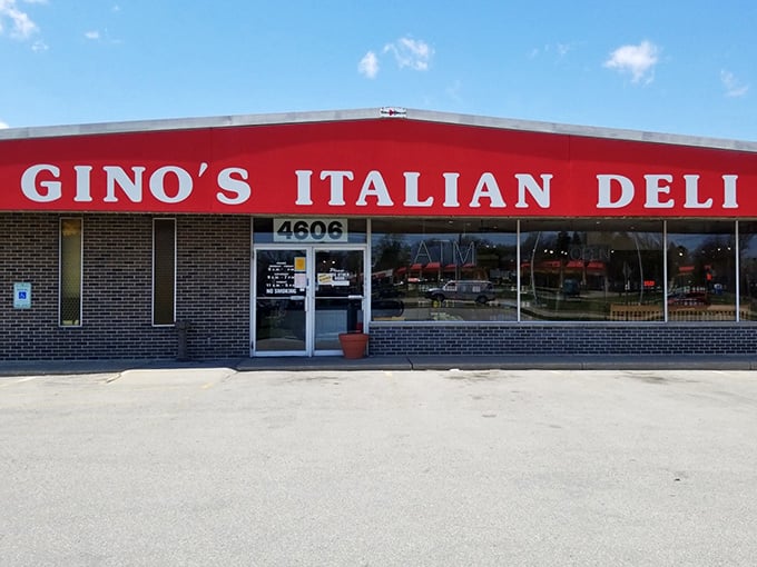The classic Italian deli exterior promises authentic flavors. This unassuming spot is where sandwich dreams come true.